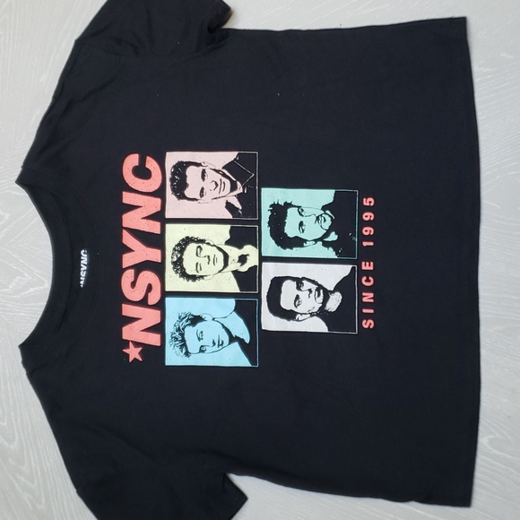 Tops | Vintage Nsync Oversize Crop Top Shirt Black Concert | Poshmark